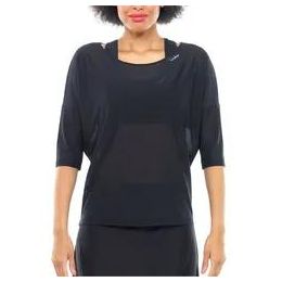 Oversize-Shirt WINSHAPE "DT107", Damen, Gr. XL, schwarz (schwarz, mesh), 80% Polyester, 20% Elasthan, U-Boot-Ausschnitt, Shirts, Mesh