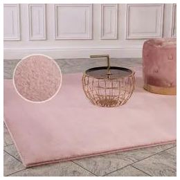 Hochflor-Teppich Carpet City "TOPIA 400", pink, B:120cm H:21mm L:170cm, Polyester, Teppiche, Kunstfell-Teppich mit Kaninchenfell-Optik, Haptik, Schlafzimmer