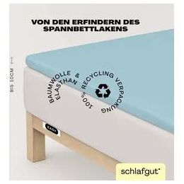 Spannbettlaken Schlafgut "EASY Jersey Elasthan Topper", blau (blau light), 1 Stk., Jersey, 140-160x200-220 10cm, Jersey, Obermaterial: 95% Baumwolle, 5% Elasthan, Bettlaken, Spannbettlaken, MADE IN GREEN by OEKO-TEX