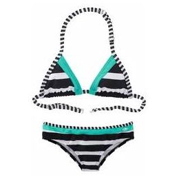 Triangel-Bikini Kangaroos "Anita Kids", M&auml;dchen, Gr. 122/128, N-Gr, schwarz-wei&szlig; (schwarz, wei&szlig;), Polyamid, Bikini-Sets Triangel-Bikini, mit Blockstreifen