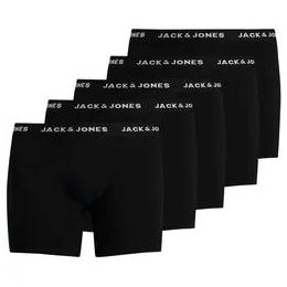 Jack & Jones Boxershorts "JACHUEY mit leichtem Komfort im 5er-Pack", Herren, Gr. 3XL, 5 Stk., schwarz, Obermaterial: 95% Baumwolle, 5% Elasthan, JACK & JONES PLUSSIZE, Unterhosen, unifarben, casual, regular fit, Baumwollmischung