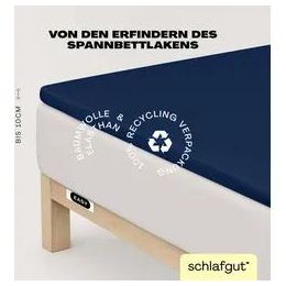 Spannbettlaken Schlafgut "EASY Jersey Elasthan Topper", blau (blau deep), 1 Stk., Jersey, 140-160x200-220 10cm, Jersey, Obermaterial: 95% Baumwolle, 5% Elasthan, Bettlaken, Spannbettlaken, MADE IN GREEN by OEKO-TEX