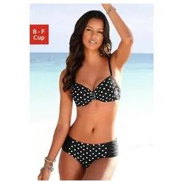 B&uuml;gel-Bikini Lascana, Damen, Gr. 48, Cup F, schwarz-wei&szlig; (schwarz, wei&szlig;), Polyamid, bedruckt, Bikini-Sets B&uuml;gel-Bikini, mit Zier-Accessoires
