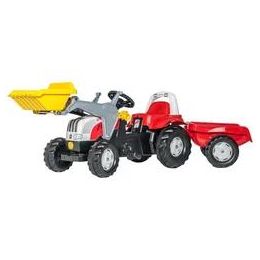 Tretfahrzeug Rolly Toys "rollyKid, Steyr CVT 6165", rot (wei&szlig;, rot), Tretfahrzeuge, KinderB:47cm H:55cm T:161cm, Kunststoff, Traktor mit Trailer und Lader, B:47cm H:55cm T:161cm