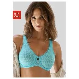 Minimizer-BH Nuance, Damen, Gr. 90, Cup E, blau (t&uuml;rkis), Microtouch, Obermaterial: 82% Polyamid, 14% Elasthan, 4% Baumwolle, BHs Minimizer-BH, mit B&uuml;gel aus feiner, graphischer Spitze &ndash; ideal f&uuml;r gro&szlig;e Gr&ouml;&szlig;en