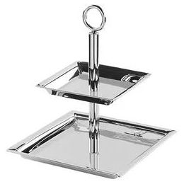 Etagere Fink "Nagano", silber (silberfarben), B:24cm H:30cm L:24cm, Edelstahl, Servierplatten, Etagere, quadratisch