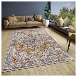 Teppich Hanse Home "Strozzi", blau (beige,blau), B:120cm H:8mm L:170cm, Jute, Polyester, Polypropylen (PP), Teppiche, Teppich, L&auml;ufer, Orientalisch, Kurzflor, Wohnzimmer, Schlafzimmer, Esszimmer