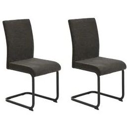 Freischwinger Hela "LINN", braun (braun, schwarz), B:43cm H:92cm T:54cm, 100% Polyester, St&uuml;hle, Freischwinger, Esszimmerstuhl im praktischen 2er oder 4er Set