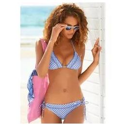 Triangel-Bikini-Top Buffalo "Karo", Damen, Gr. 36, Cup C/D, blau (hellblau, kariert), Polyamid, kariert, Bikini-Oberteile, mit Zierborte