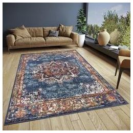 Teppich Hanse Home "Maderno", blau, B:200cm H:8mm L:280cm, Jute, Polyester, Polypropylen (PP), Teppiche, Teppich, L&auml;ufer, Orientalisch, Kurzflor, Wohnzimmer, Schlafzimmer, Esszimmer