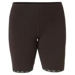 Radlerhose Base Level "KEILANI", Damen, Gr. 40, N-Gr, schwarz (schwarz, beige), Jersey, Obermaterial: 94% Viskose, 6% Elasthan, unifarben, Basic, figurbetont ca. Mitte Oberschenkel, Hosen Radlerhose, mit Spitzenborte