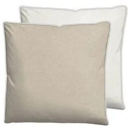 Kissenbezug Biberna "Hermal Flanell mit Rei&szlig;verschluss, Melange-Optik, Wendekissenbezug", grau (kitt), B:80cm L:80cm, Flanell, Obermaterial: 100% Baumwolle, Kissenbez&uuml;ge, Kissenbezug, Feinflanell, Made in Germany zertifiziert, kuschelig weich, mit Paspel