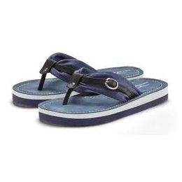 Badezehentrenner Venice Beach "Sandale, Badeschuh, Pantolette, Badelatsche, Flip Flop, Badeschlappe", Damen, Gr. 42, blau (blau, schwarz), Obermaterial: 70% Textilmaterial, 30% Lederimitat. Decksohle: 100% Synthetik. Futter: 100% Synthetik. Laufsohle: 100% Synthetik, Schuhe Zehentrenner Dianette, Zehentrenner mit wasserabweisender und leichter Sohle VEGAN