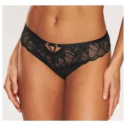 String Lascana "Alicia", Damen, Gr. 44/46, schwarz, Microtouch, Obermaterial: 84% Polyamid, 16% Elasthan, Unterhosen String, mit sch&ouml;nem Bund aus feiner Spitze