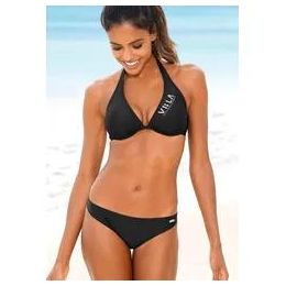 B&uuml;gel-Bikini Venice Beach, Damen, Gr. 44, Cup D, schwarz, Polyamid, unifarben, Bikini-Sets B&uuml;gel-Bikini, mit kontrastfarbigen Schriftzug