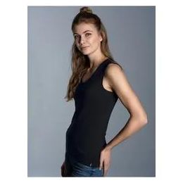 Tanktop TRIGEMA "TRIGEMA Tr&auml;gershirt aus Viskose", Damen, Gr. XL, schwarz, Single Jersey, 94% Viskose, 6% Elastan, Basic, lang, V-Ausschnitt, Tops Tanktop