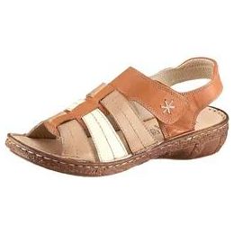 Sandale, Damen, Gr. 37, beige (beige, sand), Glattleder, Schuhe Sandale