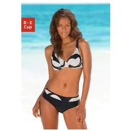 B&uuml;gel-Bikini Lascana, Damen, Gr. 48, Cup E, schwarz (schwarz, bedruckt), Polyamid, Colorblocking, bedruckt, Bikini-Sets B&uuml;gel-Bikini, seitlich extra h&ouml;her geschnitten, verstellbare Tr&auml;ger
