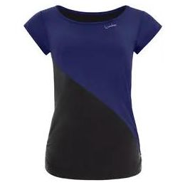 Sporttop WINSHAPE "AET109LS", Damen, Gr. S, blau (dunkelblau, schwarz), 85% Polyester, 15% Elasthan, Rundhals, Tops Sporttop, Functional Soft and Light