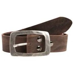 Lederg&uuml;rtel RETTUNGSRING G&Uuml;RTEL, Damen, Gr. 100, braun (dunkelbraun), Rindsleder, unifarben, G&uuml;rtel Lederg&uuml;rtel, im rustikalen Jeans-Look