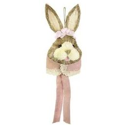 Dekofigur I.GE.A. "Tierfigur Bast-Hasenkopf Hase Osterhasen Deko Ostern Osterdeko", rosa, B:16cm H:60cm, Baumwolle, sonstige Fasern, Dekofiguren, T&uuml;rdeko Wanddeko Osterfigur Fr&uuml;hlingsdeko Dekohase Skulptur Fr&uuml;hling