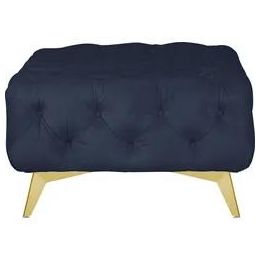 Polsterhocker Home Affaire "Amaury", blau, B:80cm H:45cm T:80cm, Struktur (100% Polyester);Samtoptik (100% Polyester), Hocker, Polsterhocker, Chesterfield-Optik, Breite 80cm, Fu&szlig;farbe w&auml;hlbar
