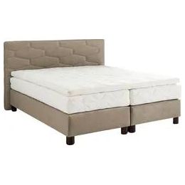 Boxspringbett, beige (sand), B:195cm L:210cm, Bezug: 100% Polyester, Westfalia Schlafkomfort, Komplettbetten, Boxspringbett, wahlweise mit Topper