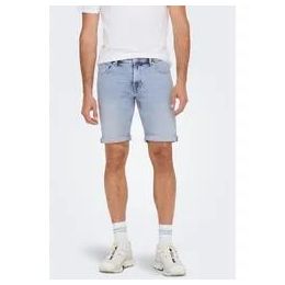 Only & Sons Jeansshorts ONLY & SONS "ONSPLY LIGHT BLUE 5189 SHORTS DNM NOOS", Herren, Gr. XL, N-Gr, blau (light blau denim), Denim/Jeans, Obermaterial: 99% Baumwolle, 1% Elasthan, unifarben, Basic schmal, Jeans Jeansshorts