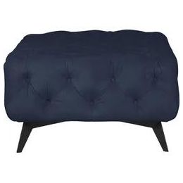 Polsterhocker Home Affaire "Amaury", blau, B:80cm H:45cm T:80cm, Struktur (100% Polyester);Samtoptik (100% Polyester), Hocker, Polsterhocker, Chesterfield-Optik, Breite 80cm, Fu&szlig;farbe w&auml;hlbar