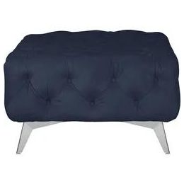 Polsterhocker Home Affaire "Amaury", blau, B:80cm H:45cm T:80cm, Struktur (100% Polyester);Samtoptik (100% Polyester), Hocker, Polsterhocker, Chesterfield-Optik, Breite 80cm, Fu&szlig;farbe w&auml;hlbar