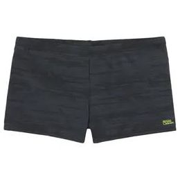 Boxer-Badehose Bruno Banani, Herren, Gr. 6 (52), N-Gr, schwarz (schwarz, grau), Polyamid, bedruckt, Badehosen, mit trendigem Alloverprint