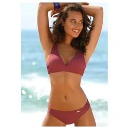 Triangel-Bikini-Top Sunseeker "Fancy", Damen, Gr. 42, Cup B, rot (rostrot), Obermaterial: 92% Polyamid, 8% Elasthan. Futter: 100% Polyamid. Wattierung: 100% Polyester, strukturiert, Bikini-Oberteile, mit Push-up-Effekt