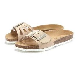 Pantolette ELBSAND "Sandale, Mule, offener Schuh, Sommerschuhe, Lederpantolette", Damen, Gr. 43, beige, Obermaterial: 100% Rindsleder. Decksohle: 100% Rindsleder. Laufsohle: 100% Synthetik, unifarben, Schuhe Pantolette, aus Leder mit weichem Korkfu&szlig;bett