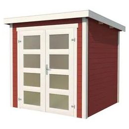 Gartenhaus Lasita Maja "Zambezi 2", rot (schwedenrot), ohne Fu&szlig;boden, ohne Dacheindeckung, Holzwerkstoff, Gartenh&auml;user, Gartenhaus, Blochbohlenhaus 28mm, Fundamentmass 2000x2500, Schwedenrot