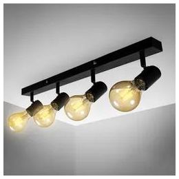 B.K.LICHT LED Deckenspots, schwarz, 4, H: 11cm, Leuchten, LED Vintage Deckenlampe Retro Deckenleuchte schwarz Industrie E27