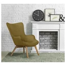 Sessel Home Affaire "Nicko", gelb (curry), B:71cm H:96cm T:86cm, 100% Polyester, Sessel, Design-Sessel Sessel mit Hocker Lounge-Sessel Einzelsessel, wahlweise mit und ohne Hocker