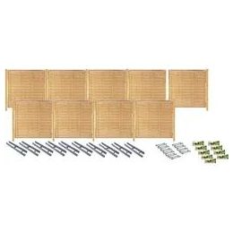 TETZNER & JENTZSCH Sichtschutzelement TETZNER & JENTZSCH "Las Vegas 7", beige (natur), H:180cm, Massivholz, Stahl, Zaunelemente, kesseldruckimpr&auml;gniert
