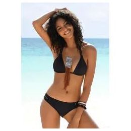 Triangel-Bikini-Top s.Oliver "Spain", Damen, Gr. 42, Cup C/D, schwarz, Microfaser, Microfaser, unifarben, Bikini-Oberteile, mit Raffung und Doppeltr&auml;ger