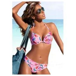Push-Up-Bikini-Top Sunseeker "Modern", Damen, Gr. 42, Cup B, rosa (rosa, bedruckt), Polyamid, bedruckt, floral, Bikini-Oberteile, mit Blumenprint
