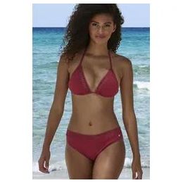 Triangel-Bikini-Top s.Oliver "Aiko", Damen, Gr. 34, Cup A/B, rot (rostrot), Microfaser, Microfaser, Polyamid, unifarben, Bikini-Oberteile, mit H&auml;keloptik