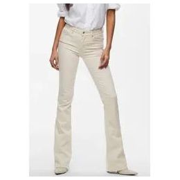 Bootcut-Jeans Only "ONLBLUSH MID FLARED DNM NOOS", Damen, Gr. S (36), L&auml;nge 30, beige (ecru), Denim/Jeans, Obermaterial: 92% Baumwolle, 6% Elastomultiester, 2% Elasthan, unifarben, Jeans