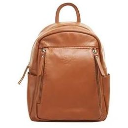 Cityrucksack Samantha Look, Damen, Gr. B/H/T: 27cm x 23cm x 11cm, onesize, braun (cognac), Leder, Rindsleder, unifarben, Rucks&auml;cke Cityrucksack, echt Leder, Made in Italy