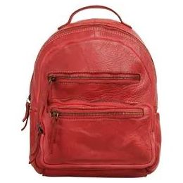 Cityrucksack CLUTY, Damen, Gr. B/H/T: 27cm x 24cm x 6cm, onesize, rot, Leder, Rindsleder, unifarben, Rucks&auml;cke Cityrucksack, echt Leder, Made in Italy