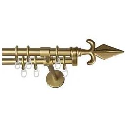 Gardinenstange Garesa "RUSTIKA", gold (mattgoldfarben), L:100cm &Oslash;:16mm, Metall, Gardinenstangen, rustikale Vorhanggarnitur, verl&auml;ngerbar, m. Ringe, Endknopf Pfeil