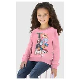 Longsweatshirt PAW PATROL, M&auml;dchen, Gr. 116/122, rosa, Sweatware, Obermaterial: 95% Baumwolle, 5% Elasthan, bedruckt, Basic Po-bedeckend, Rundhals, B&uuml;ndchen, Sweatshirts