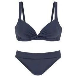 Triangel-Bikini Lascana, Damen, Gr. 34, Cup A, blau (marine), Polyamid, unifarben, Bikini-Sets Triangel-Bikini, in Bralette-Form