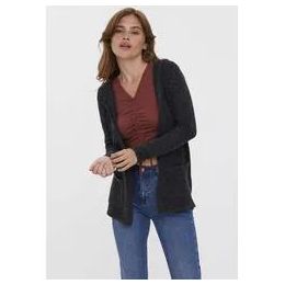 V&eacute;ro Moda Strickjacke VERO MODA "VMDOFFY LS OPEN HOOD CARDIGAN GA NOOS", Damen, Gr. S, schwarz (schwarz melange), Strick, Obermaterial: 94% Polyester, 3% Elasthan, 3% Nylon, meliert, regular fit Po-bedeckend, Rundhals, Strickjacken Strickjacke