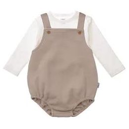 Strampler Liliput, Jungen, Gr. 74/80, EURO-Gr&ouml;&szlig;en, beige (beige, wei&szlig;), 60% Baumwolle, 40% Polyester, Rundhals, Overalls, bestehend aus Latzshorts und Langarmshirt