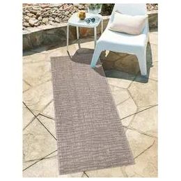 Teppich Carpet City "In-& Outdoorteppich Santorini 450, 3D-Effekt, Gestreift", braun, B:80cm H:5mm L:250cm, Polypropylen, Teppiche, Teppich, Wetterfest & UV-best&auml;ndig f&uuml;r Terrasse, Balkon, K&uuml;che, Flur