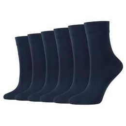 Socken Camano "6er Pack", Damen, Gr. 35-38, blau (navy), 89% Polyamid, 11% Elasthan, uni, Socken Socken, 6er Pack, mit Wohlf&uuml;hlbund, 40 DEN - semi transparent